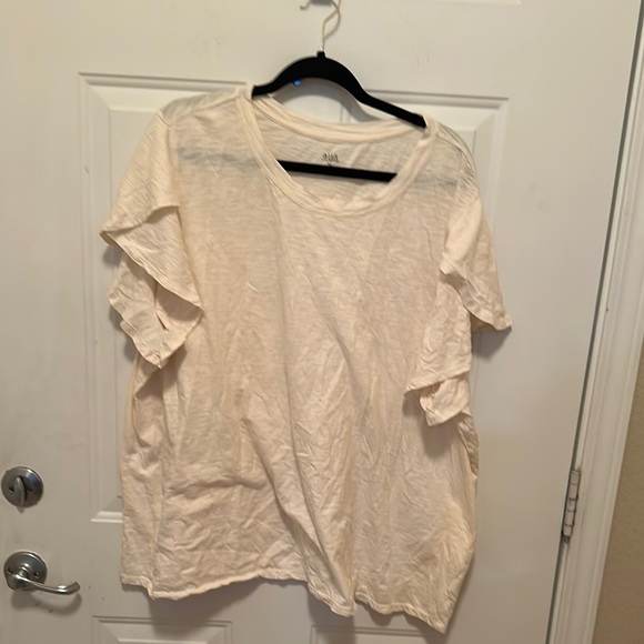 a.n.a | Tops | Ana Cream Boxy Tshirt With Flutter Sleeves | Poshmark